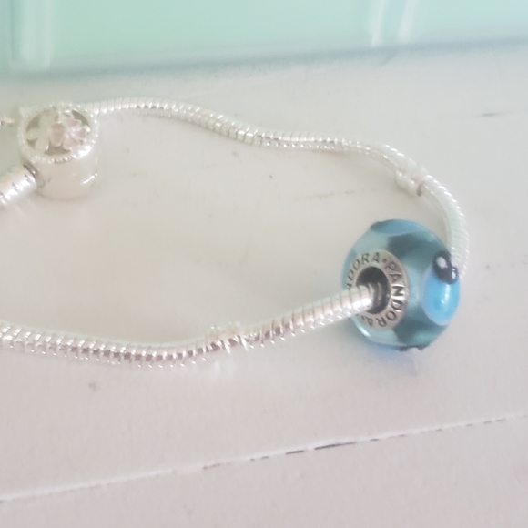Pandora | Jewelry | Retired Pandora Blue Ladybug Murano Glass Charm ...